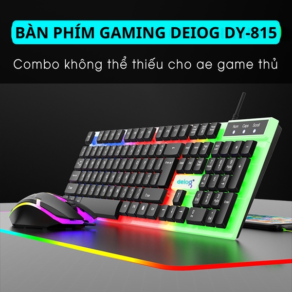 Combo Bàn Phím Chuột Gaming Led RGB Chính Hãng DEIOG DY815 Giả Cơ Chống Nước