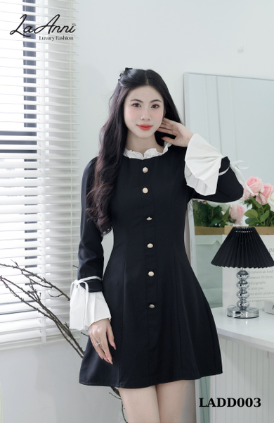 Đầm A xòe cổ bèo tay li phối RB LADD003 nhẹ nhàng