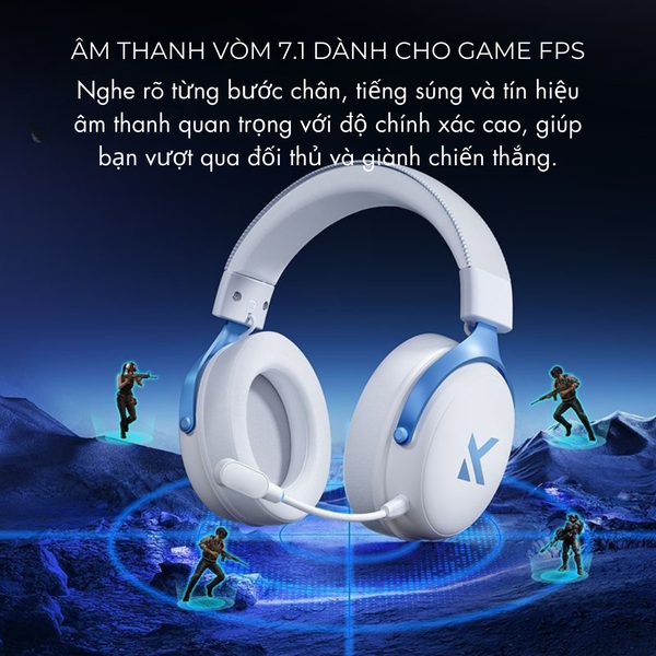 Tai Nghe Gaming Không Dây MCHOSE V9 Pro – 7.1 Surround, Pin Trâu 250H, Mic AI Chống Ồn