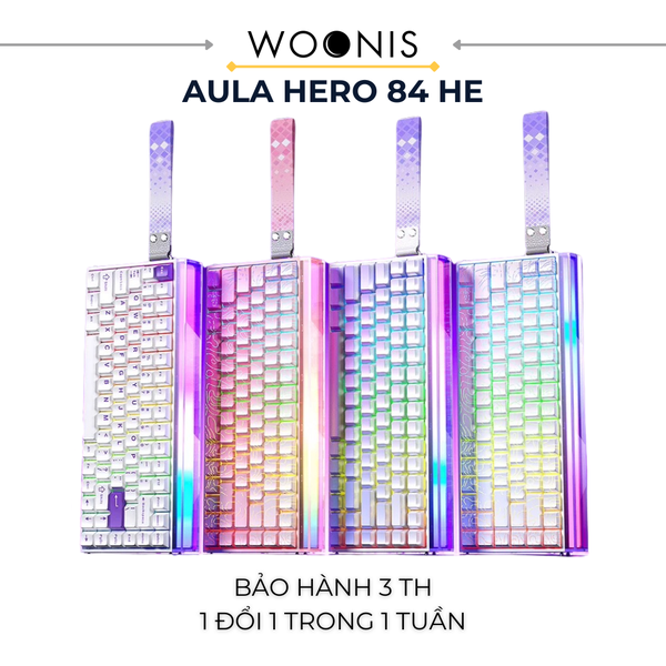 Aula Hero 84 | Bàn Phím Gaming HE Polling rate 8K Hz, Scan rate 128K, Độ Trễ 0.1ms, Hộp Đèn Neon RGB