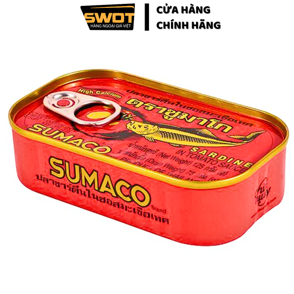 Cá hộp sốt cà Sumaco Thái 125g, cá mòi Thái Lan cao cấp, tiện lợi