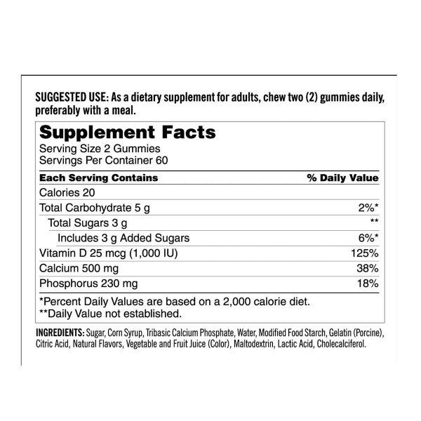 Kẹo dẻo bổ sung Canxi & Vitamin D Kirkland Signature Calcium 500 mg ...