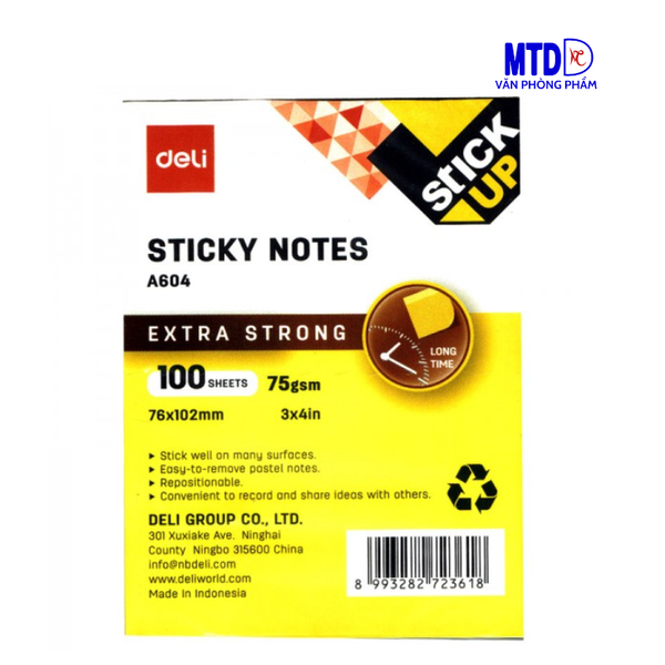Giấy ghi chú Sticky note 2x3 in; 3x3 in; 3x4 in; 3x5 in - màu vàng ...