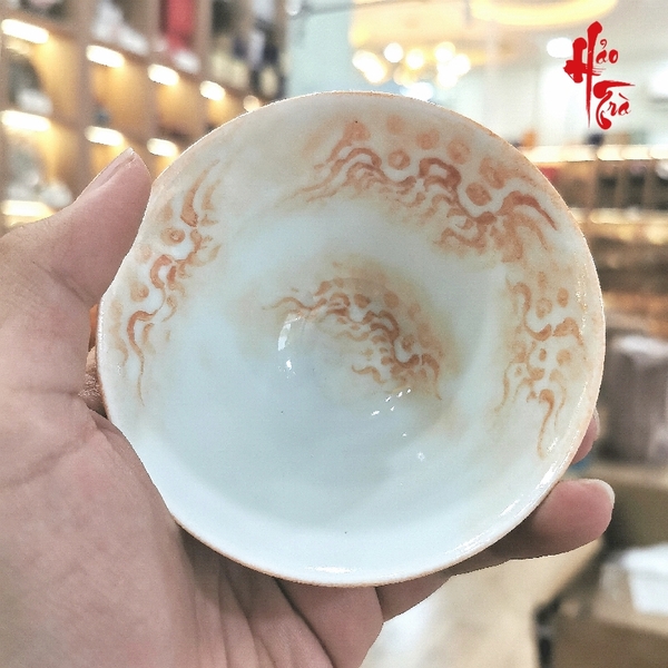 Chén Trà Sứ Cảnh Đức Hình Chóp Nón - Cá Chép Hóa Rồng 100ml