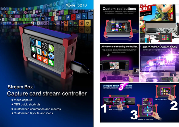 Stream dock Mirabox N3 Có núm điều khiển