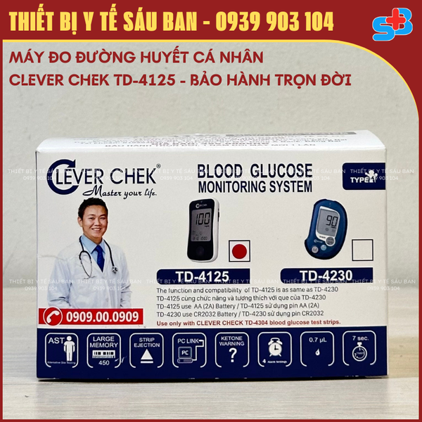 Clever Chek TD-4125 - Máy Đo Đường Huyết Cá Nhân Công - Bảo Hành Trọn ...
