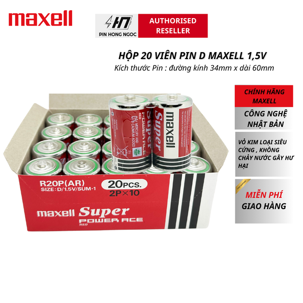 Pin Đại Maxell Super Power ACE R20P(AR) 1,5V Made in Indonesia