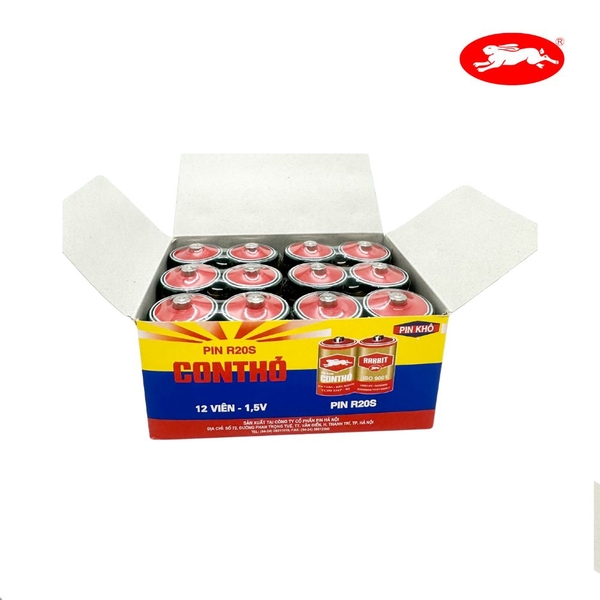 Vỉ 2 Viên Pin Đại Con thỏ R20S 1,5V Nhãn xanh vỉ PVC2