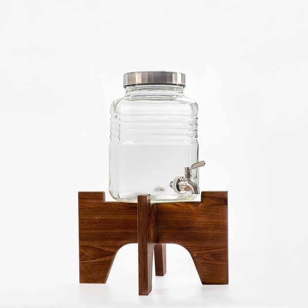 Lọ, bình thủy tinh có vòi 2L, 3L, 4L, 5L Nhật Bản, nắp mạ niken Aderia tặng kèm đế gỗ