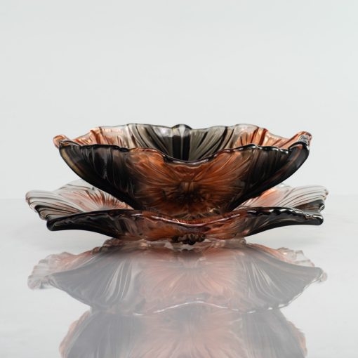 Đĩa thủy tinh màu nâu 24cm thả hoa, đựng hoa quả Walther-Glas: Miranda Africa-1400253