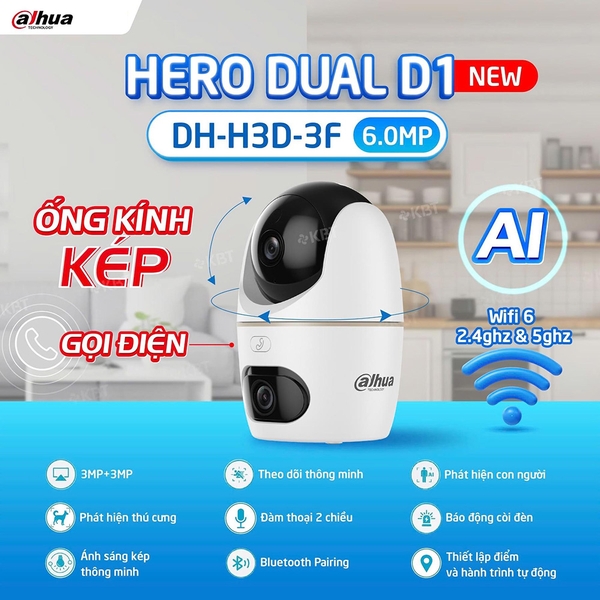 Camera DAHUA DH-H3D-3F (Quay quét wifi 2 mắt x 3MP)