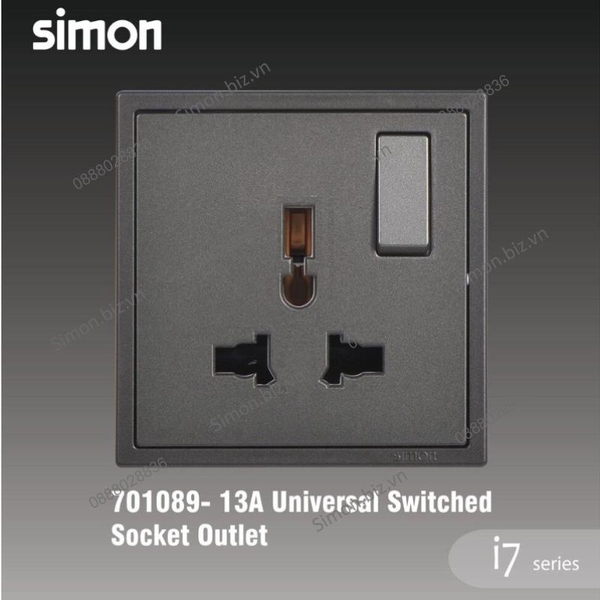 Module ổ cắm đa năng kèm công tắc ổ cắm màu xám Simon i7 701089-61