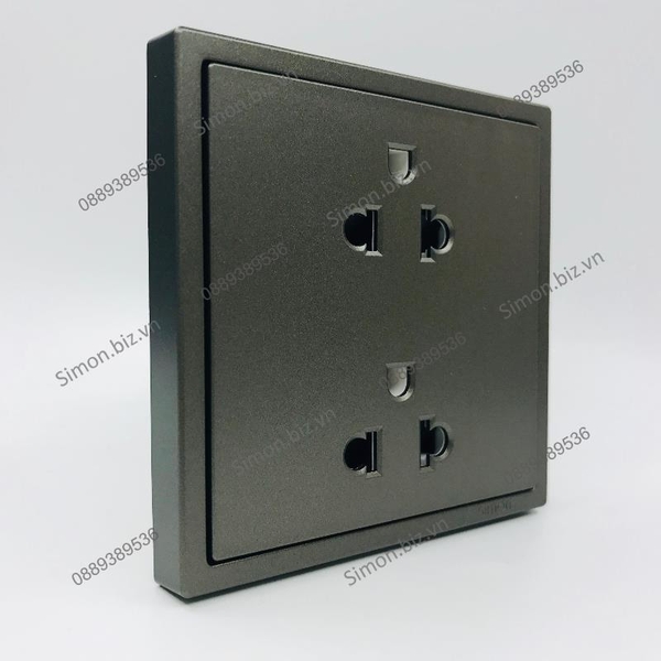Bộ ổ cắm đôi 3 chấu 16A màu xám Simon i7 711287-61