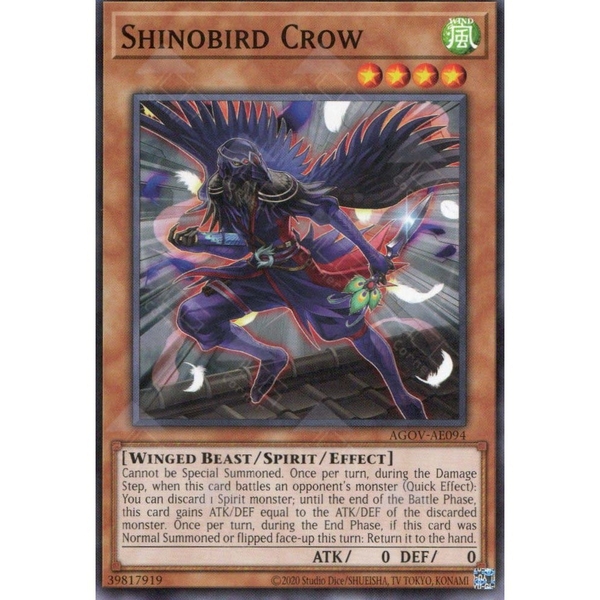 [ Bài Yugioh Chính Hãng ] Shinobird Crow - AGOV-AE094 - Common