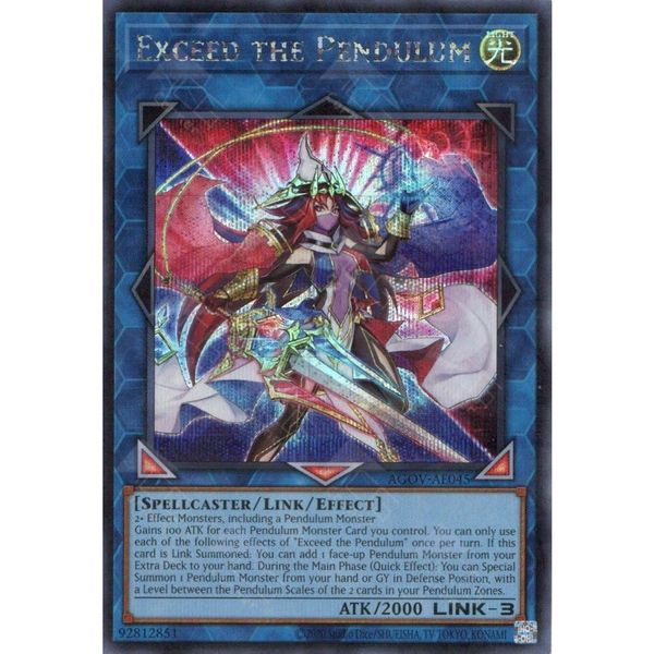 [ Bài Yugioh Chính Hãng ] AGOV-AE045 Exceed the Pendulum (SER)