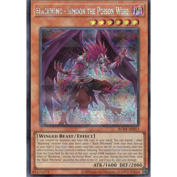 [ Bài Yugioh Chính Hãng ] Blackwing - Simoon the Poison Wind - RC04-AE013