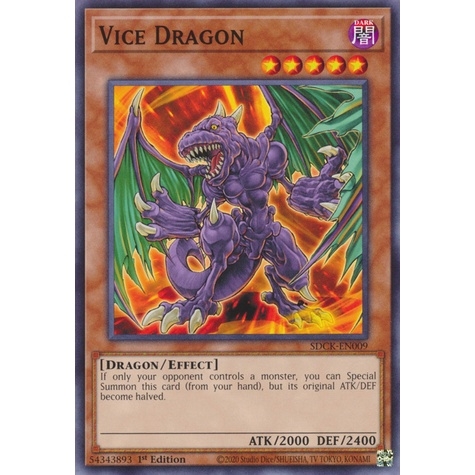 [ Bài Yugioh Chính Hãng ] Vice Dragon - SDCK-EN009 - Common 1st Edition