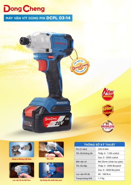 Thân Máy Vặn Vít Dùng Pin DongCheng DCPL03-14 20V