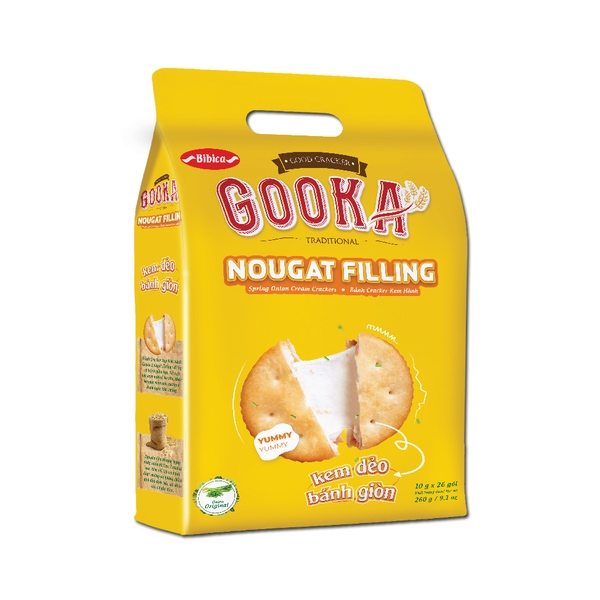 Bánh Gooka Cracker Nougat Filling Hành Túi QX 260g