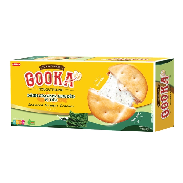 Bánh Cracker Gooka Nougat Filling Vị Tảo HG 180G