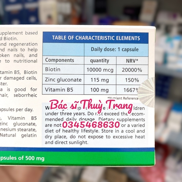 Viên uống Otinplus giúp đẹp tóc, lành thương bổ sung Biotin, B5, kẽm ...