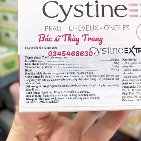 Viên uống làm sáng da, giảm tóc gãy rụng, chắc khoẻ móng Cystine Extra ...