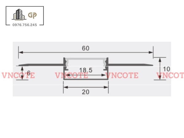 Thanh ray đèn led trần thạch cao 18mm, Thanh nhôm đèn led