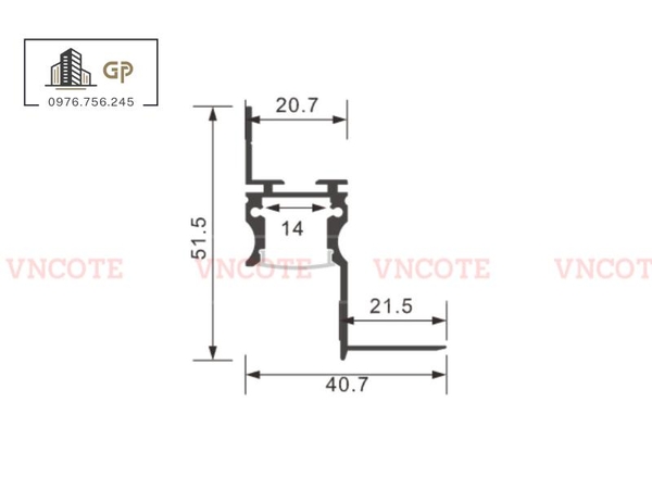 Thanh ray đèn led viền trần thạch cao JL-14W