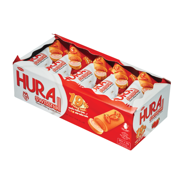 Hura Swissroll in demi paper box 180g - Strawberry flavor Bibica ...