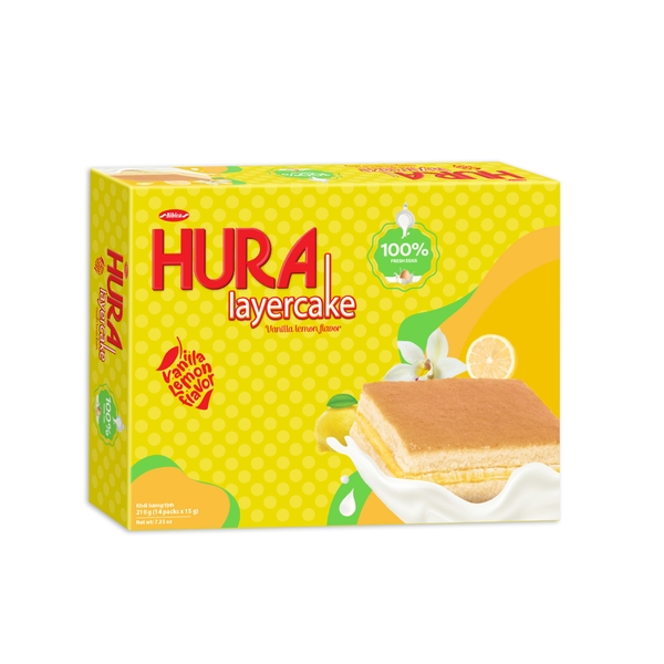 Hura Layer Cake In Paper Box 210g - Vanilla Lemon Flavor Bibica ...
