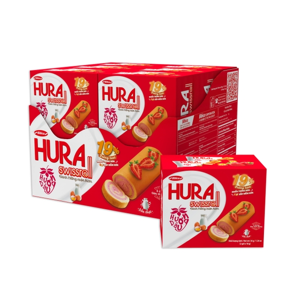 Hura Swissroll In Paper Box 36g - Strawberry Flavor Bibica - Essence of ...