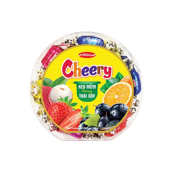 Cheery soft candy in round cornered plastic box 150g Bibica - Essence ...