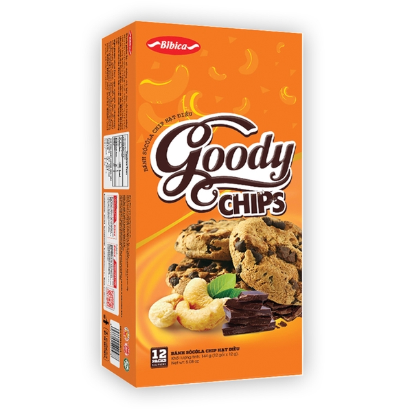 Goody chocolate chip cookies with cashew nut in paper box 144g Bibica ...
