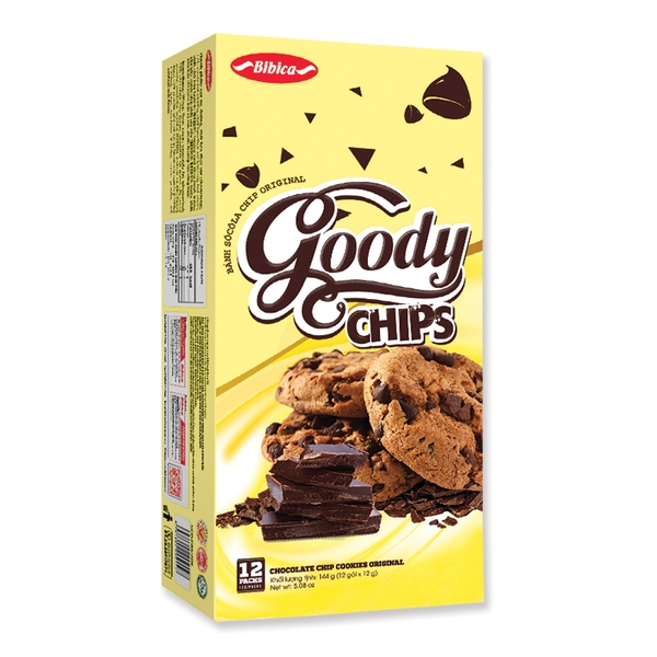 Goody chocolate chip cookies original in paper box 144g Bibica ...