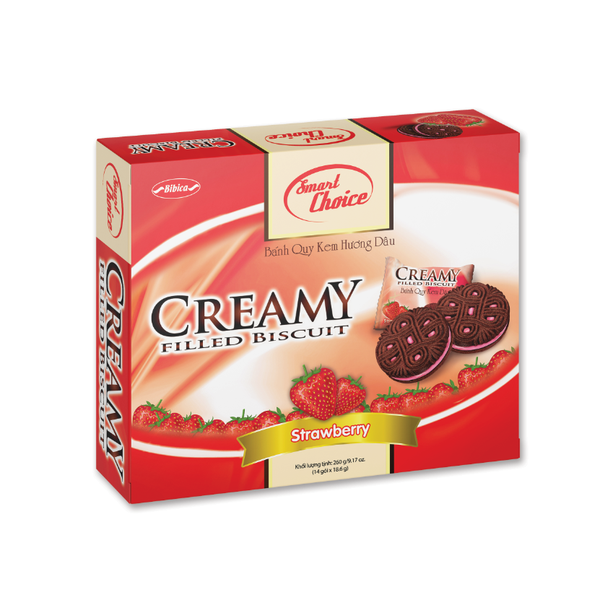 Creamy Strawberry cream biscuits in paper box 260g Bibica - Essence of ...