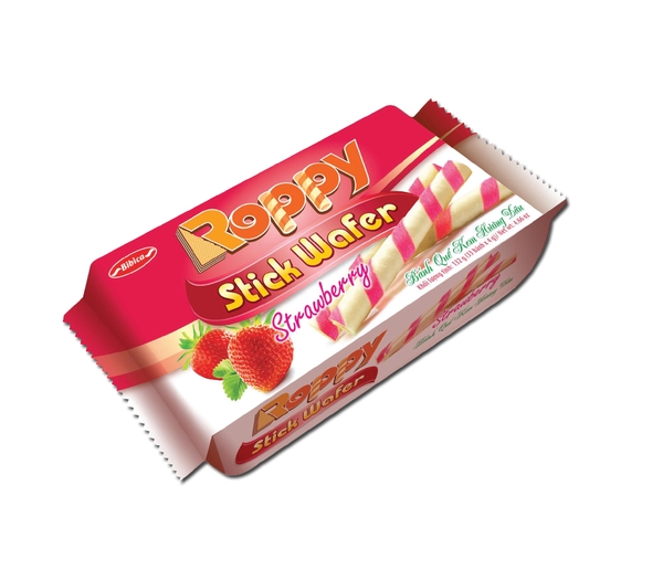 Roppy Stick Wafer In Plastic Pack 132g - Milk Strawberry flavor Bibica ...