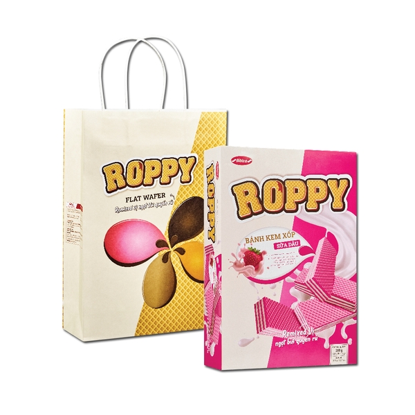 Roppy flat wafer in paper box 288g - Milk Strawberry flavor Bibica ...