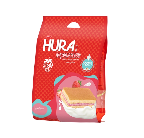 Hura Layer cake in plastic bag 360g - Strawberry flavor Bibica ...