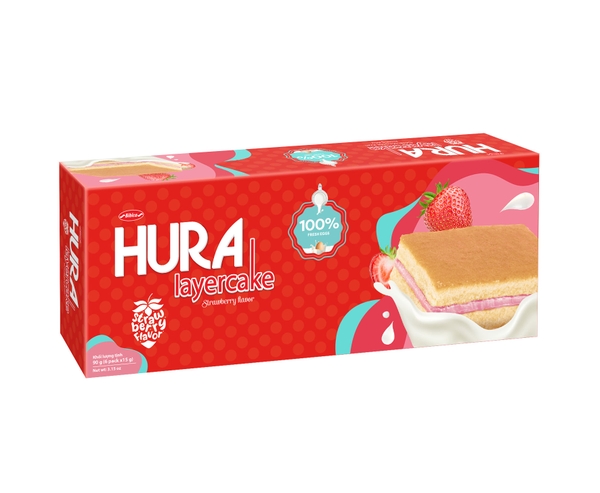 Hura Layer Cake In Paper Box 90g - Strawberry Flavor Bibica - Essence ...