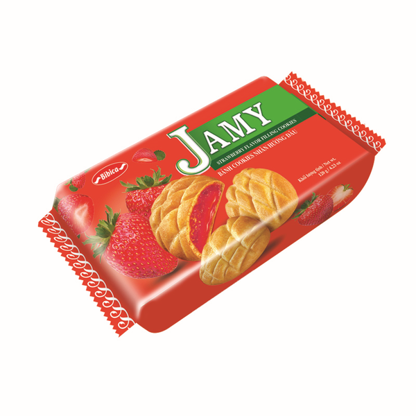Jamy Filling Cookies in plastic bag 120g - Strawberry Flavor Bibica ...