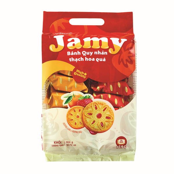 Jamy Strawberry - Orange Fruit Flavor Jelly Cookies in plastic bag 304g ...