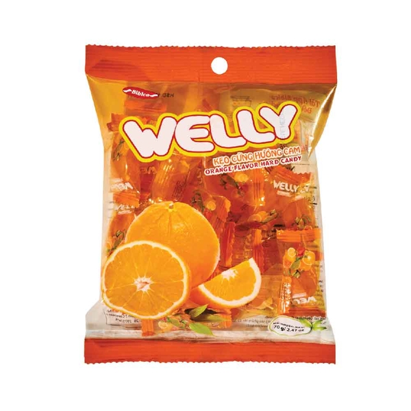 Welly Orange flavor hard candy in plastic bag 70g Bibica - Essence of ...