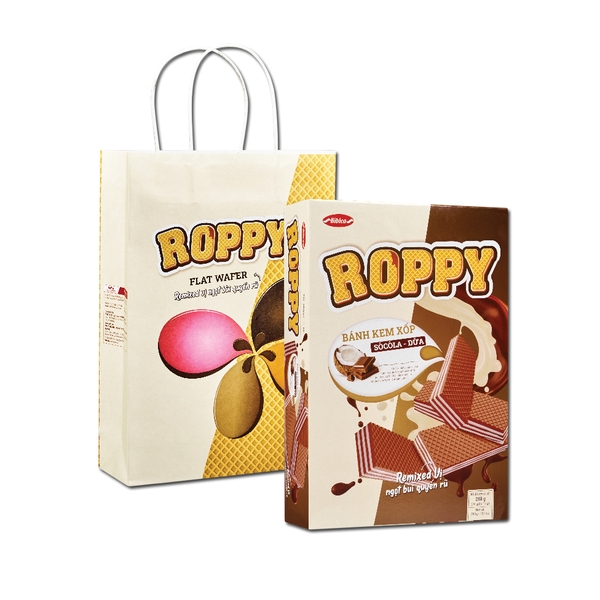 Roppy flat wafer in paper box 288g - Chocolate- Coconut flavor Bibica ...