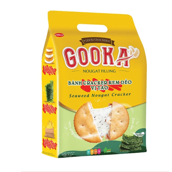 Gooka Nougat Filling Seaweed Cream Cracker In Bag 260g Bibica - Essence ...