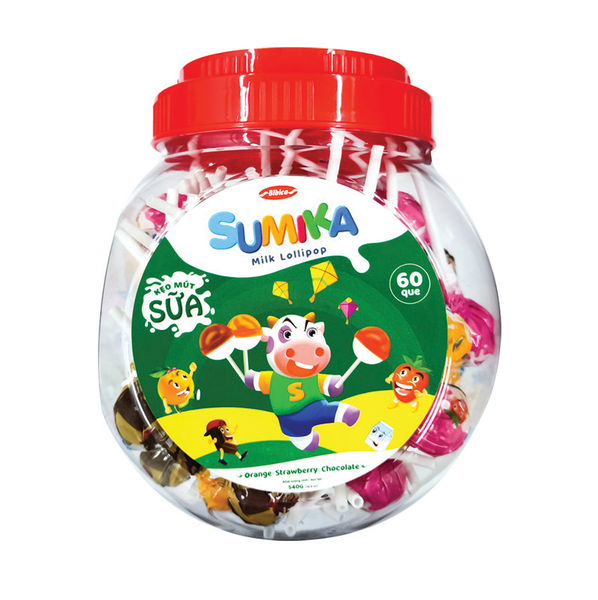 Sumika Milk Lollipop Candy In Jar 540g Bibica - Essence of ...