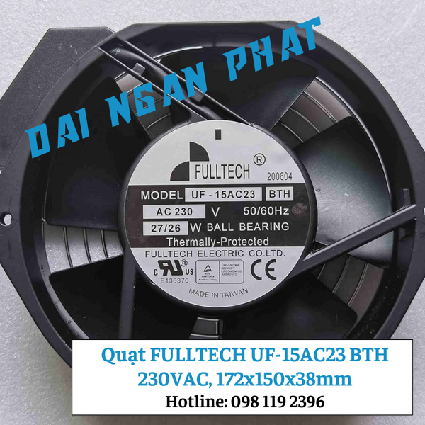 Quạt FULLTECH UF-15AC23 BTH, 230VAC, 172x150x38mm