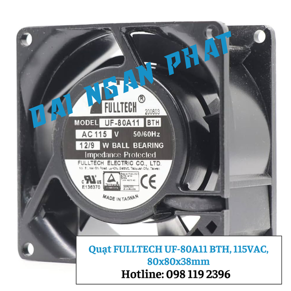 Quạt FULLTECH UF-80A11 BTH, 115VAC, 80x80x38mm