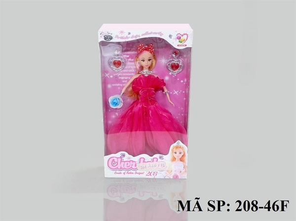 208-46F HỘP BABY 1C NƠ, CẦM BÔNG HỒNG, DÂY CHUYỀN+ ĐÔI BÔNG TAI