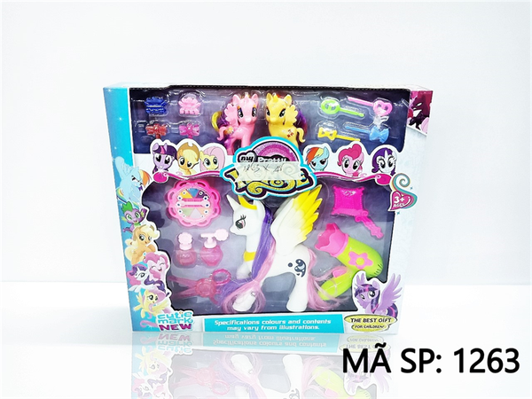 1263 HỘP TRANG ĐIỂM NGỰA PONY 3C (1C LỚN CÁNH, TÓC DÀI + 2C NHỎ) + MÁY ...