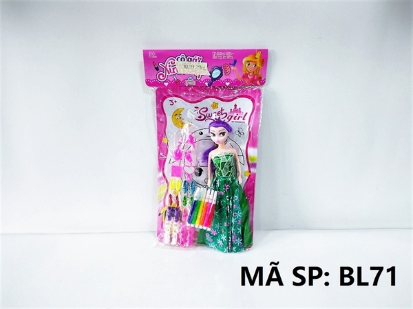 BL71 TÚI BABY 1C NGƯỜI TUYẾT + 6C BÚT MÀU + 8 ĐÔI GIÀY, GƯƠNG, LƯỢC ...